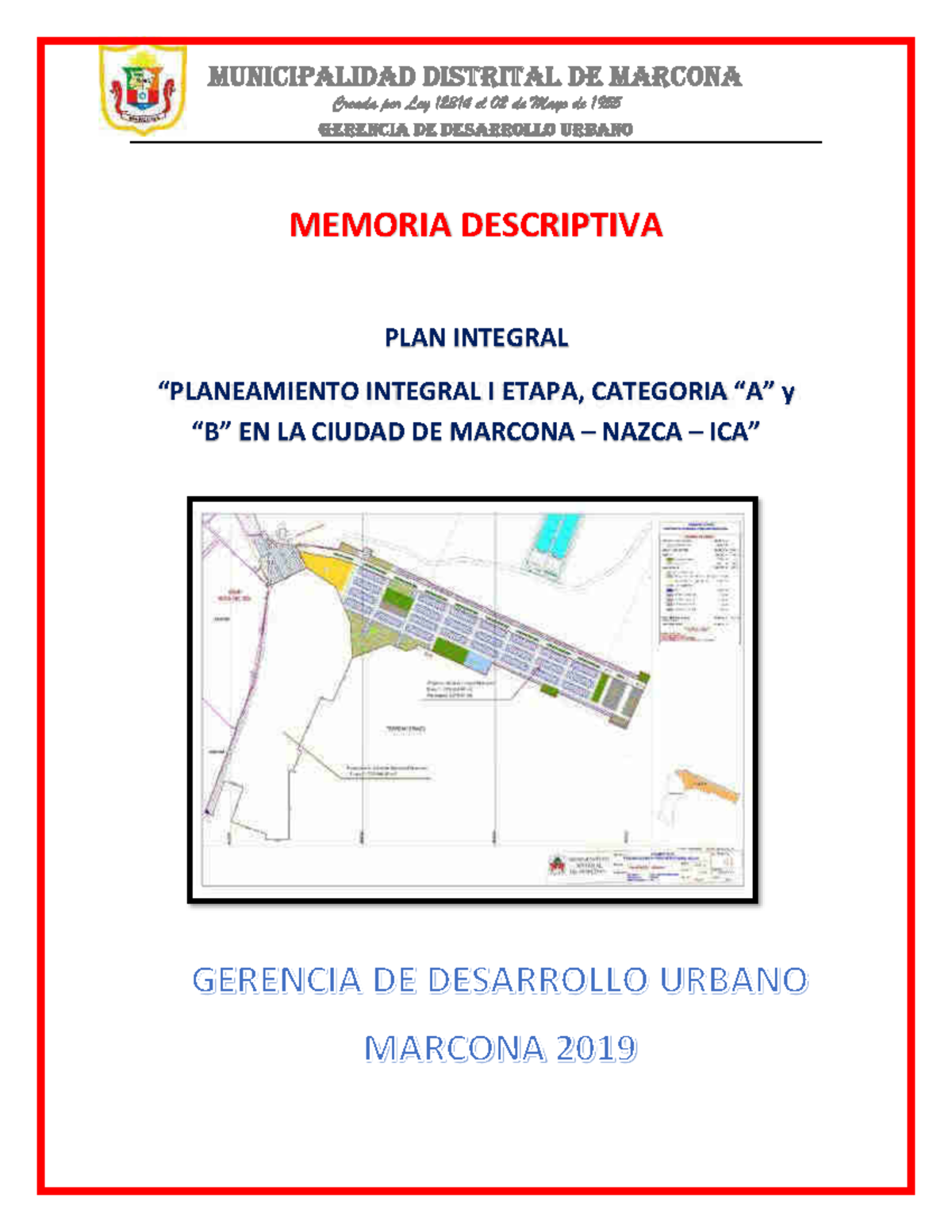 PLANEAMIENTO INTEGRAL ETAPA I: DESARROLLO URBANO DE MARCONA - Studocu