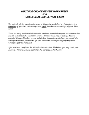 Mega Review - Evaluation Exam - Algebra and Trigonometry - MANILA: Room ...