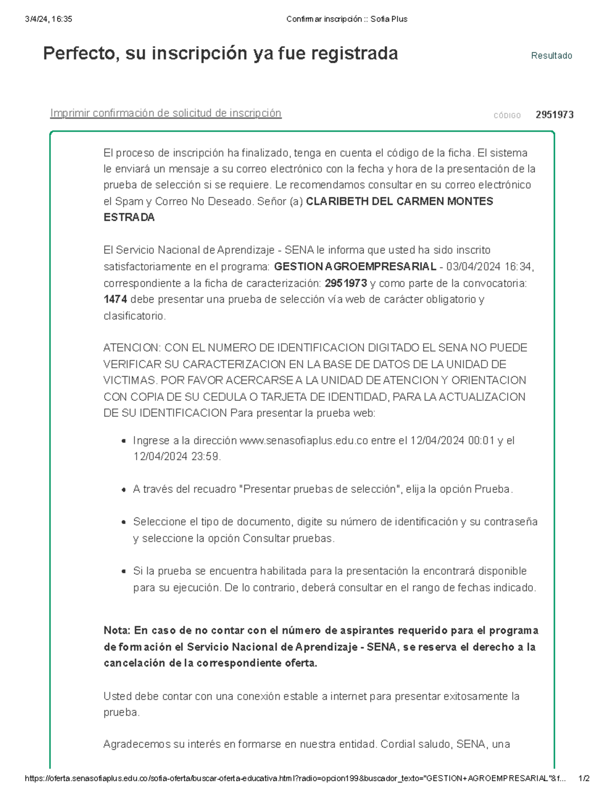 Buscar oferta de programas Sofia Plus - 3/4/24, 16:35 Confirmar inscripción :: Sofia Plus - Studocu