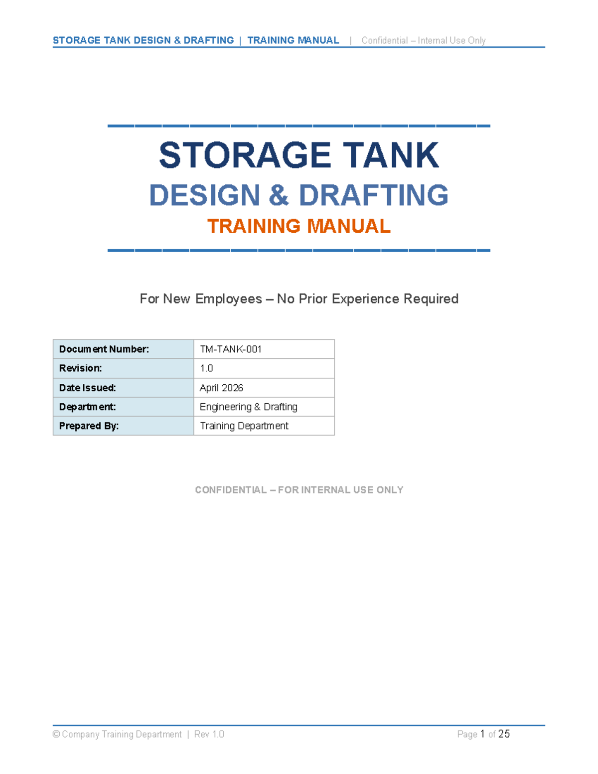 STORAGE TANK DESIGN DRAFTING TRAINING MANUAL (Rev 1.0) - Studocu