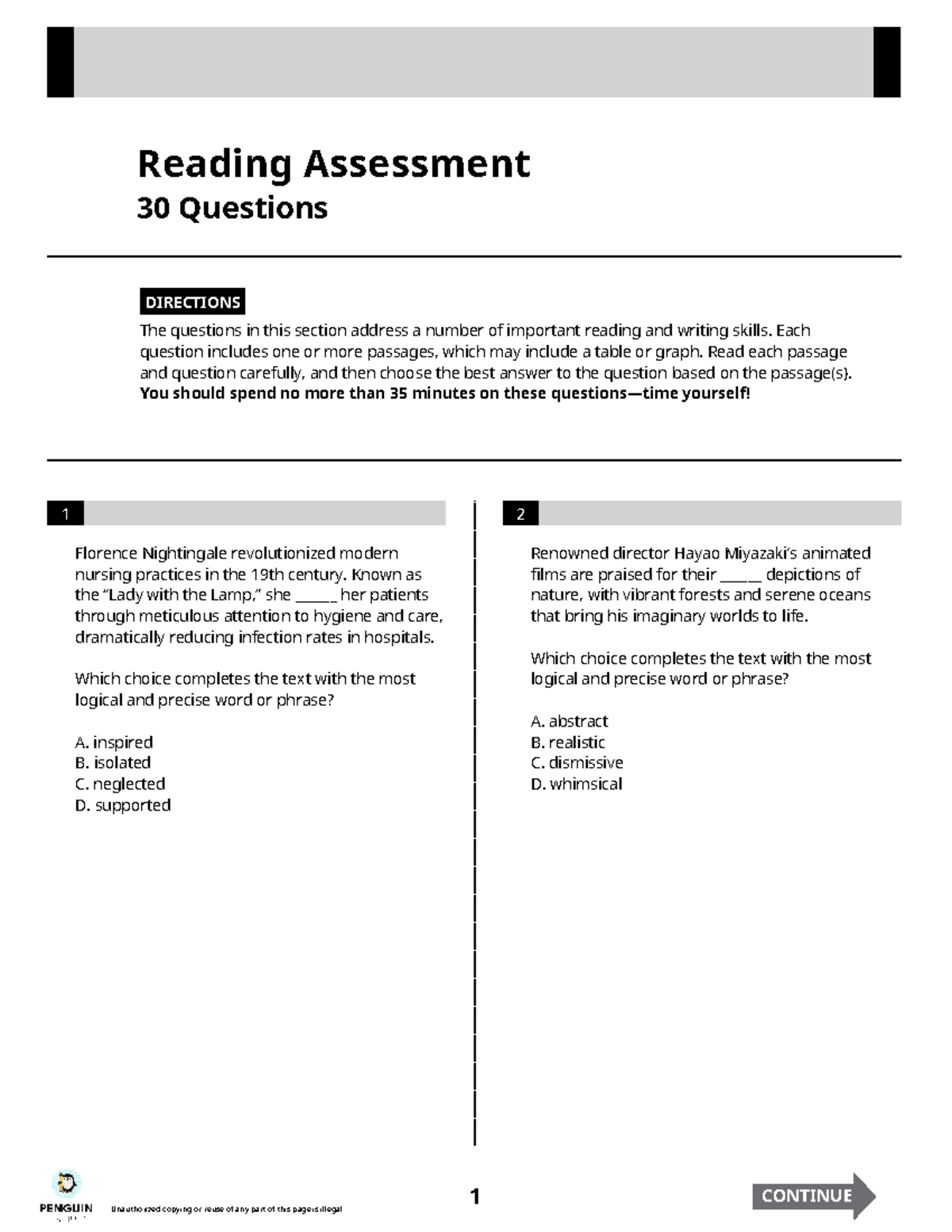 Reading Course Assessment Quiz: 30 Questions on Key Skills - Studocu