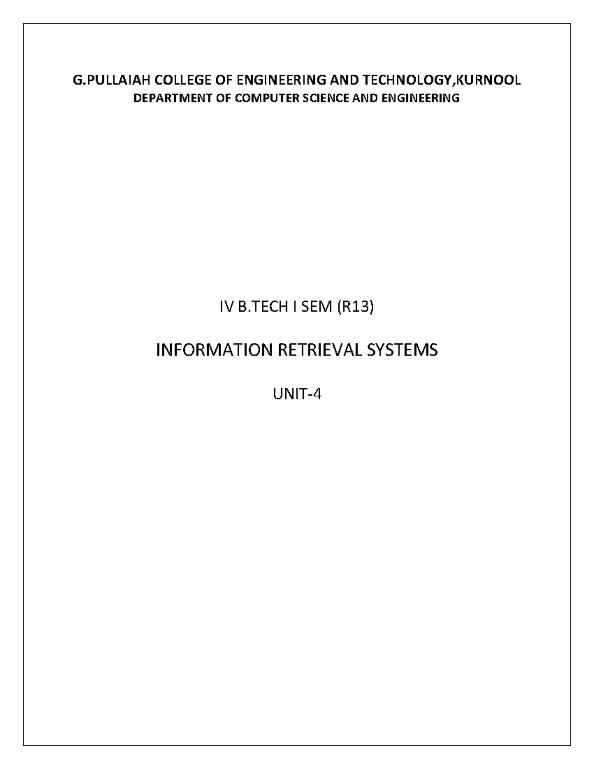 IRS-UNIT-4: Information Retrieval Systems Efficiency Notes - Studocu