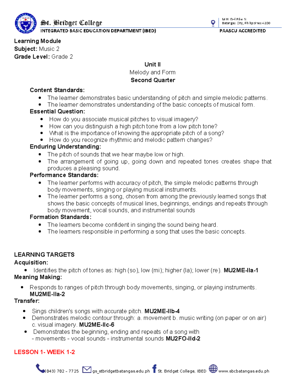 Music 2 - Learning Module for 2nd Quarter SY 2023-2024 - Studocu
