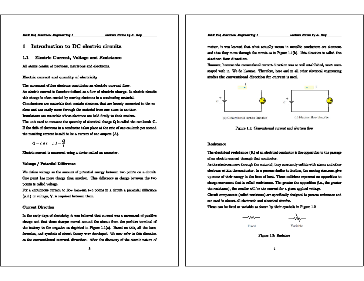 EBE 204 Electrical Engineering I - Lecture Notes on DC Circuits - Studocu