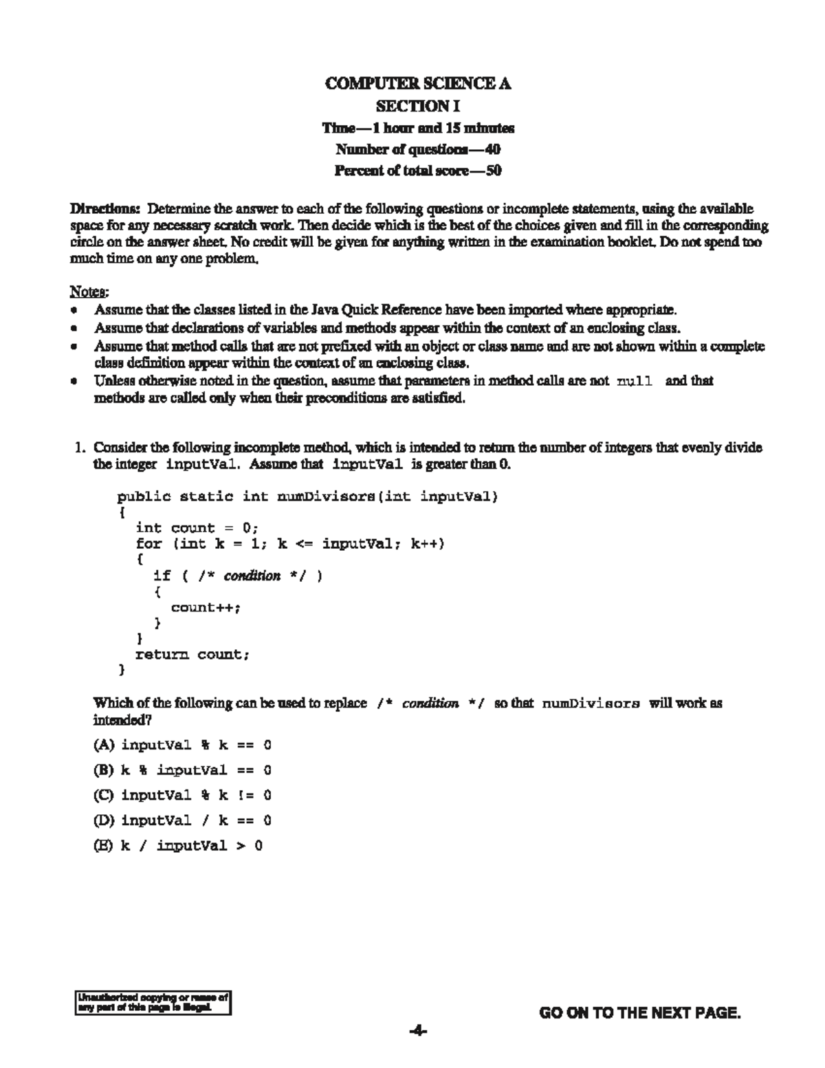 D2-IPE CSA 2015 - AP Computer Science A Exam Review - Studocu
