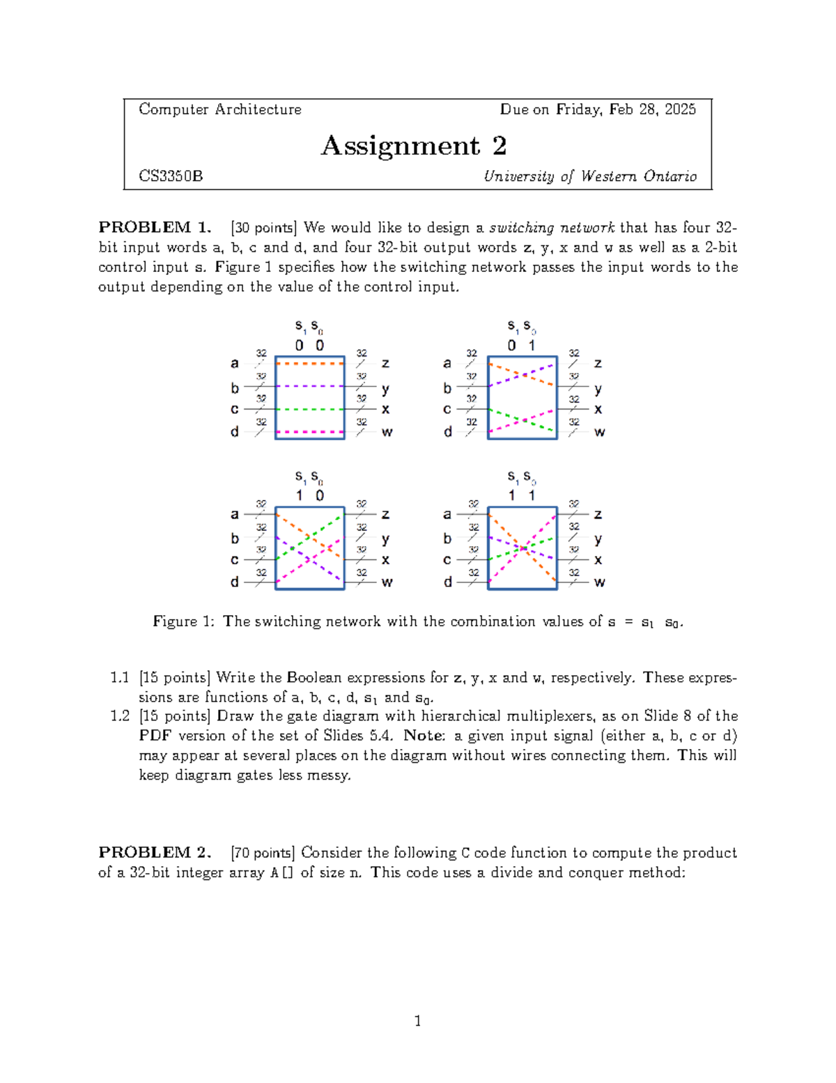 CS3350B Assign 2: Switching Network Design and C Code Analysis - Studocu