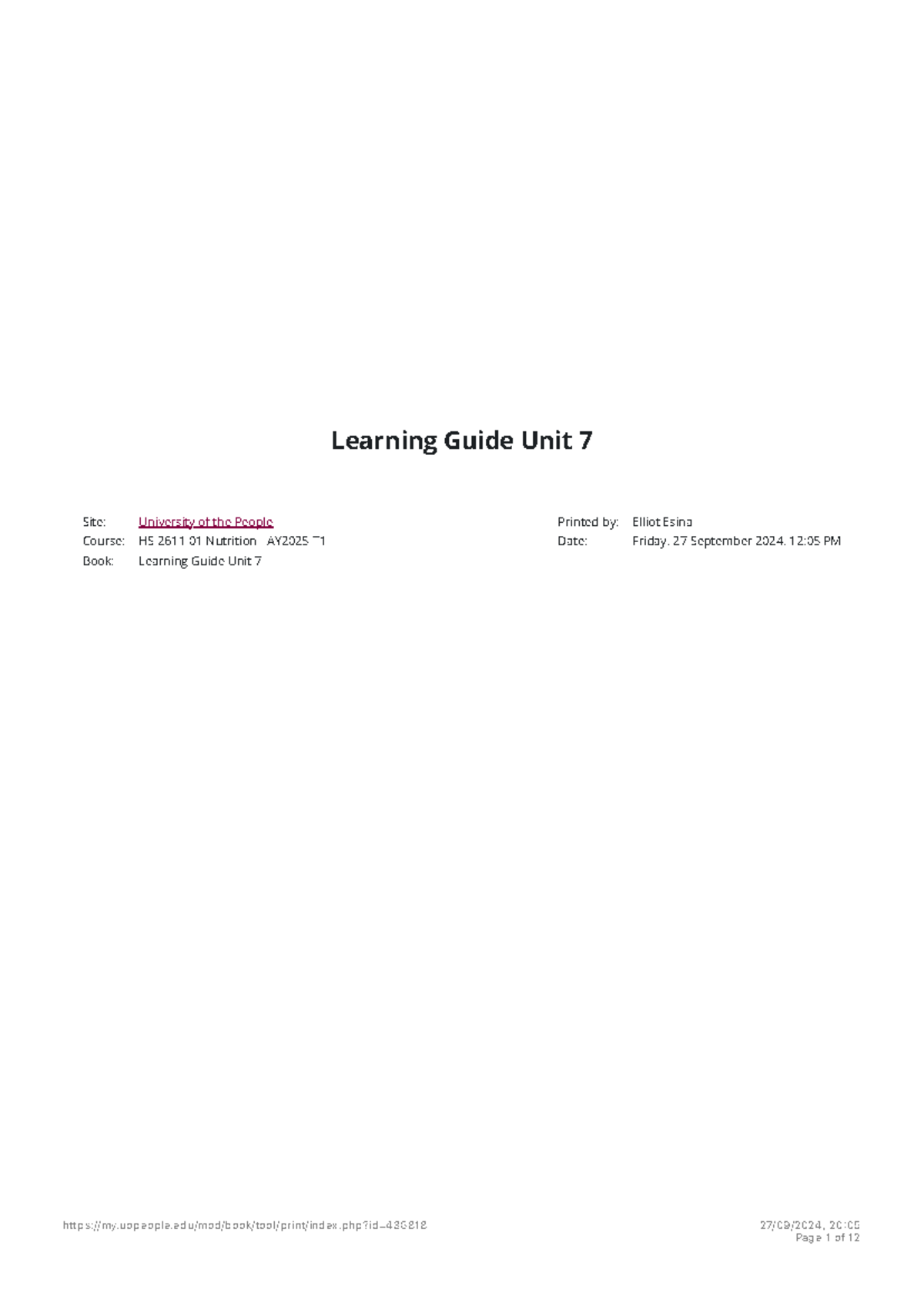 Learning Guide Unit 7: Nutrition through the Life Cycle (HS Nutrition ...