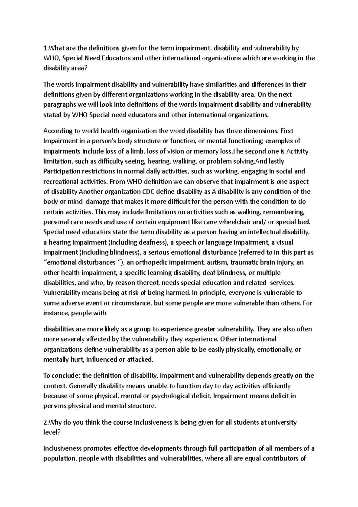 Inclusiveness-1012 final exam (June 2014 ) - YARDSTICK INTERNATIONAL ...