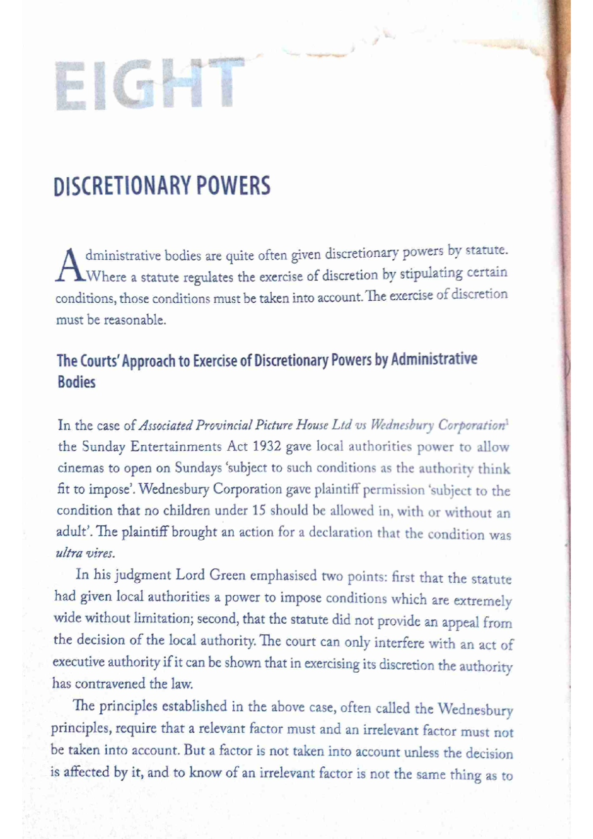Discretionary Powers: Analysis from pp 332 to 367 - Studocu