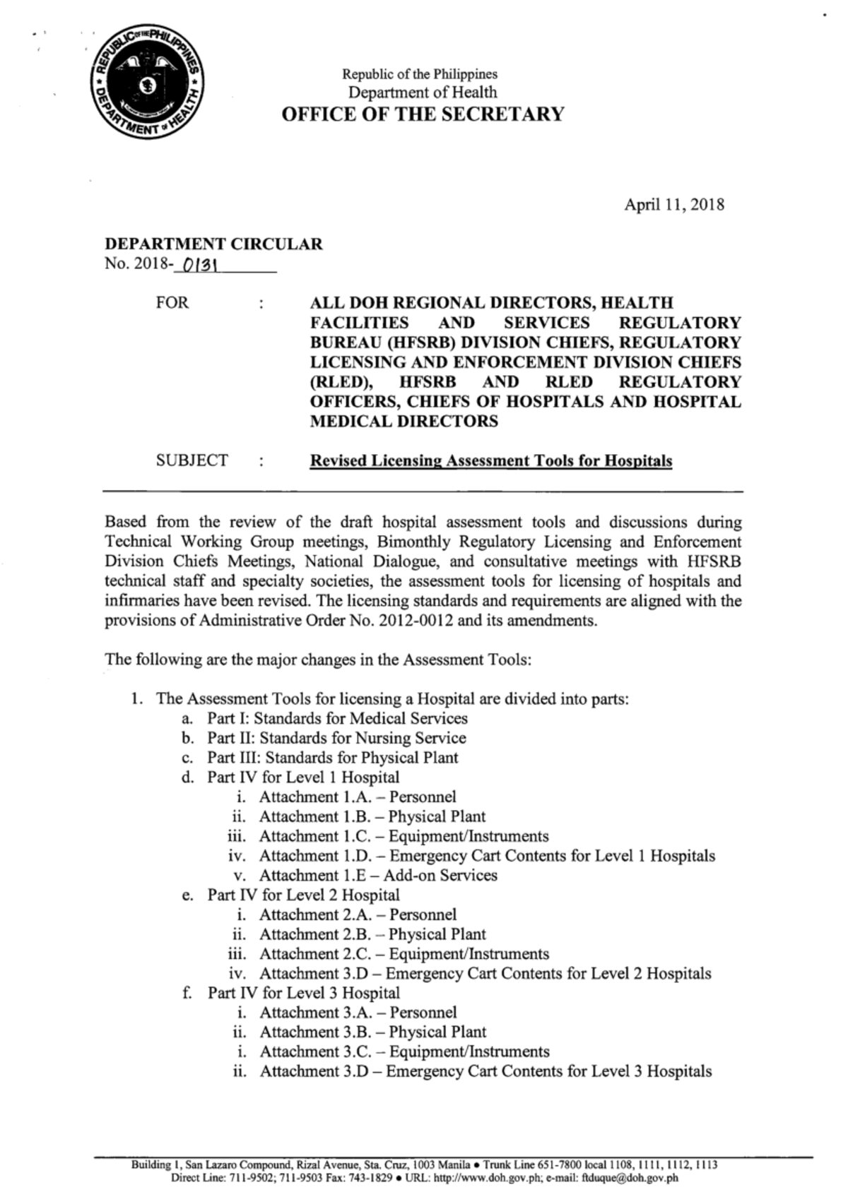 DC 2018-0131 Revised Assessment Tools for Hospital Licensing Standards ...