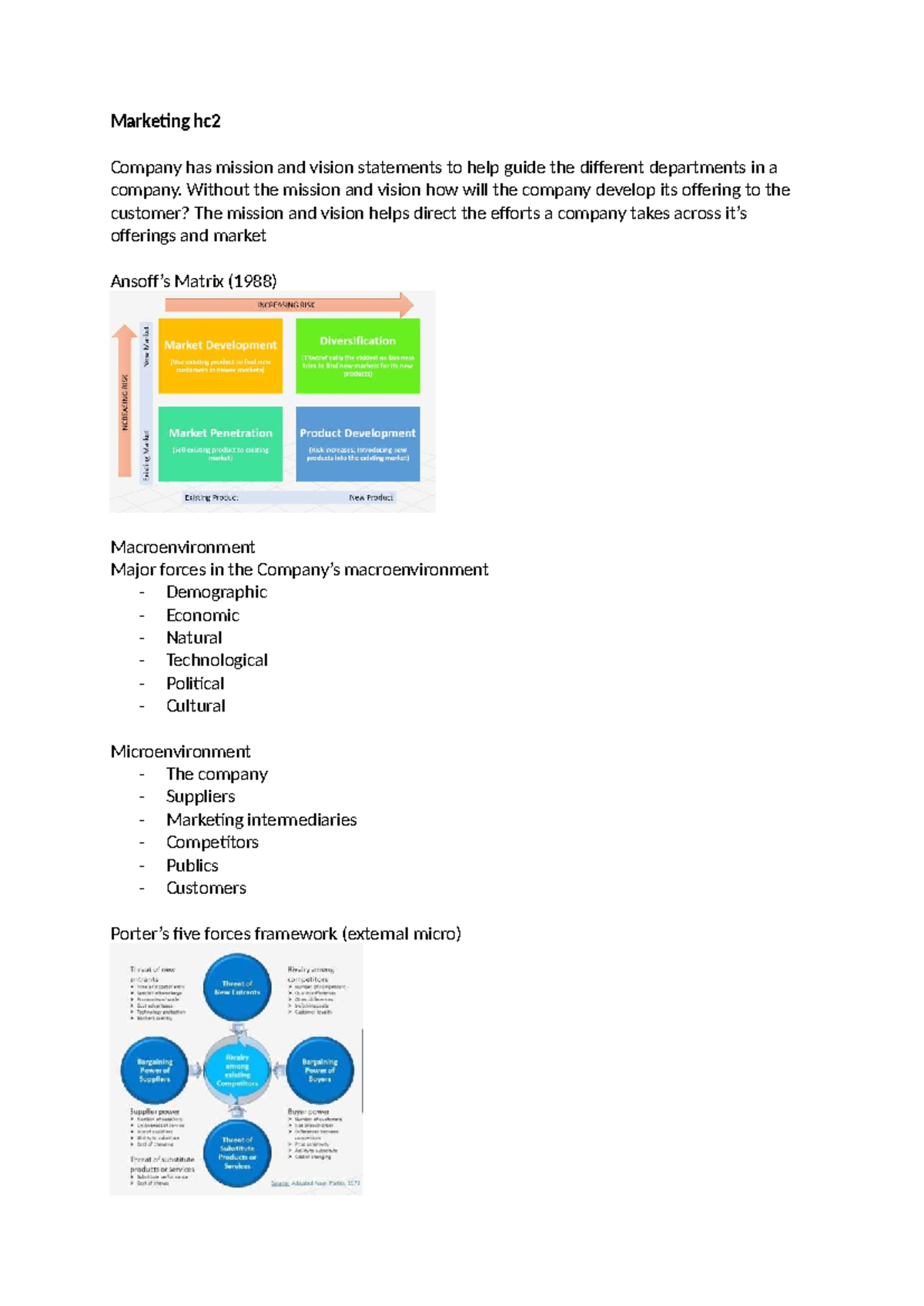 Marketing HC2: Understanding Mission, Vision, and Market Forces ...