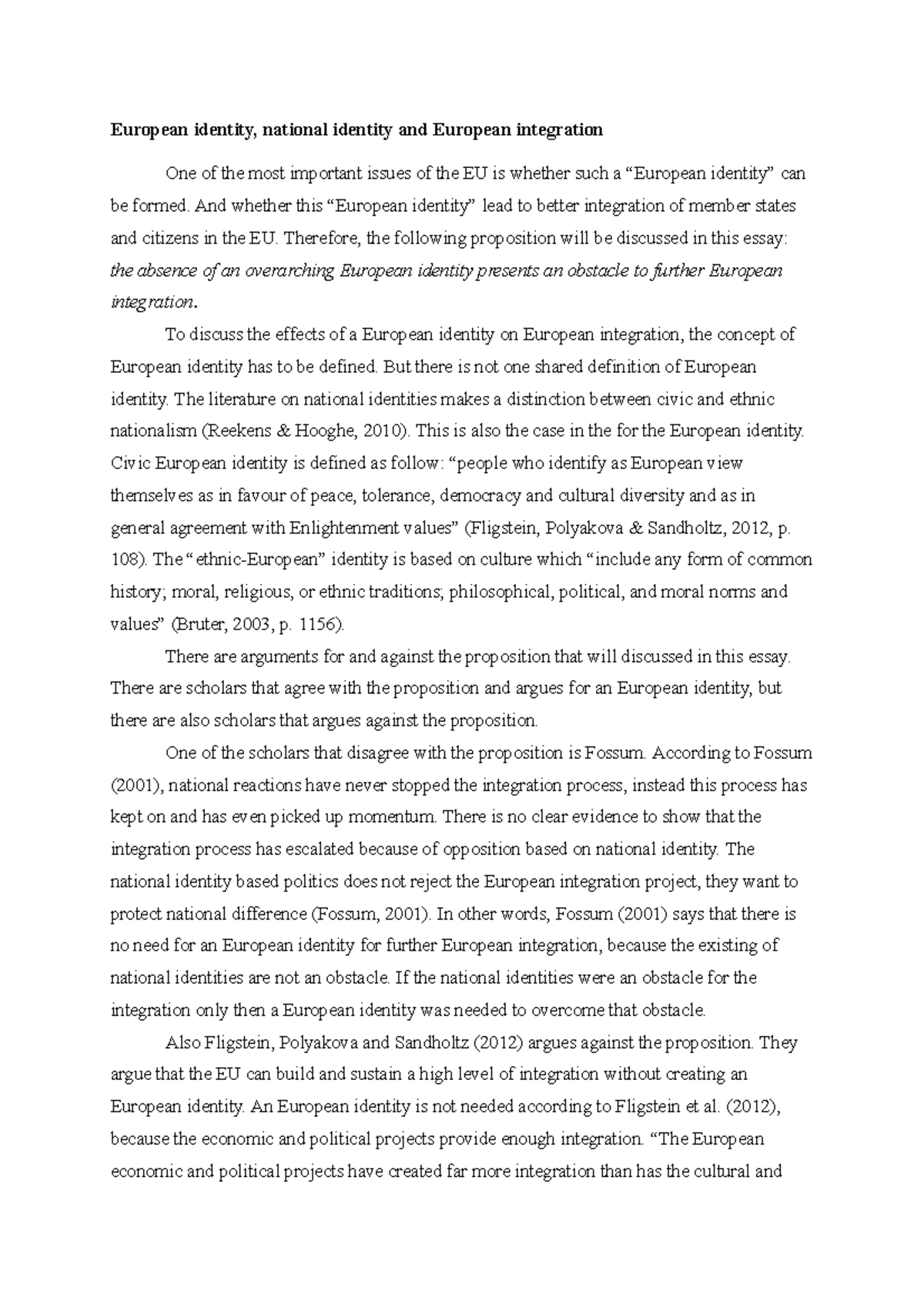 Essay: European Identity, National Identity & Integration - Grade 7.6 ...