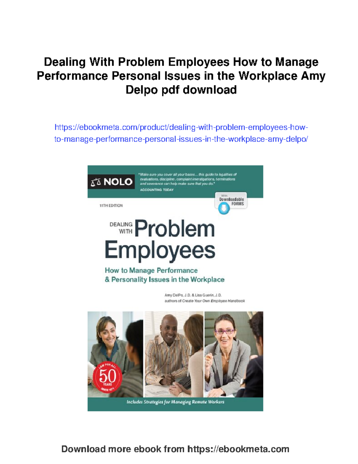 Managing Problem Employees: Performance & Personal Issues in the ...