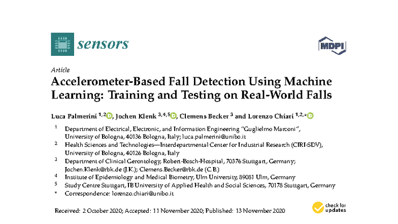 Fall Detection Using Machine Learning: Insights from 143 Cases (Sensors ...