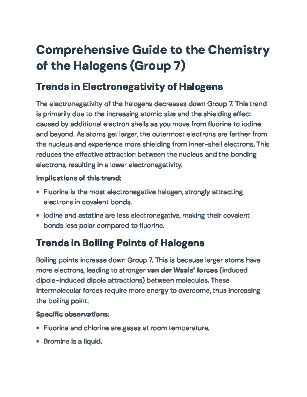 Comprehensive Guide to Halogens Chemistry (Group 7) Trends Analysis ...