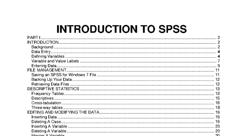 Introduction to SPSS - Notes (Version 23.0) - Studocu