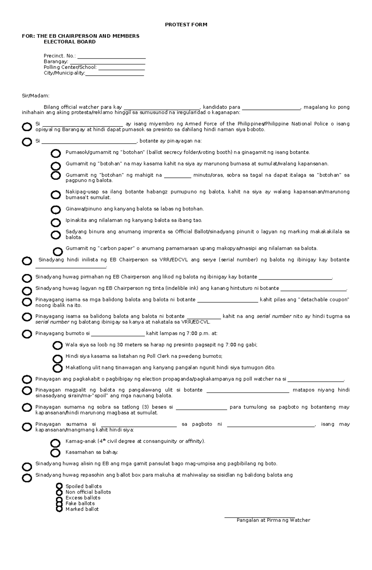 Protest-FORM - Protest form to be used during the casting of votes ...