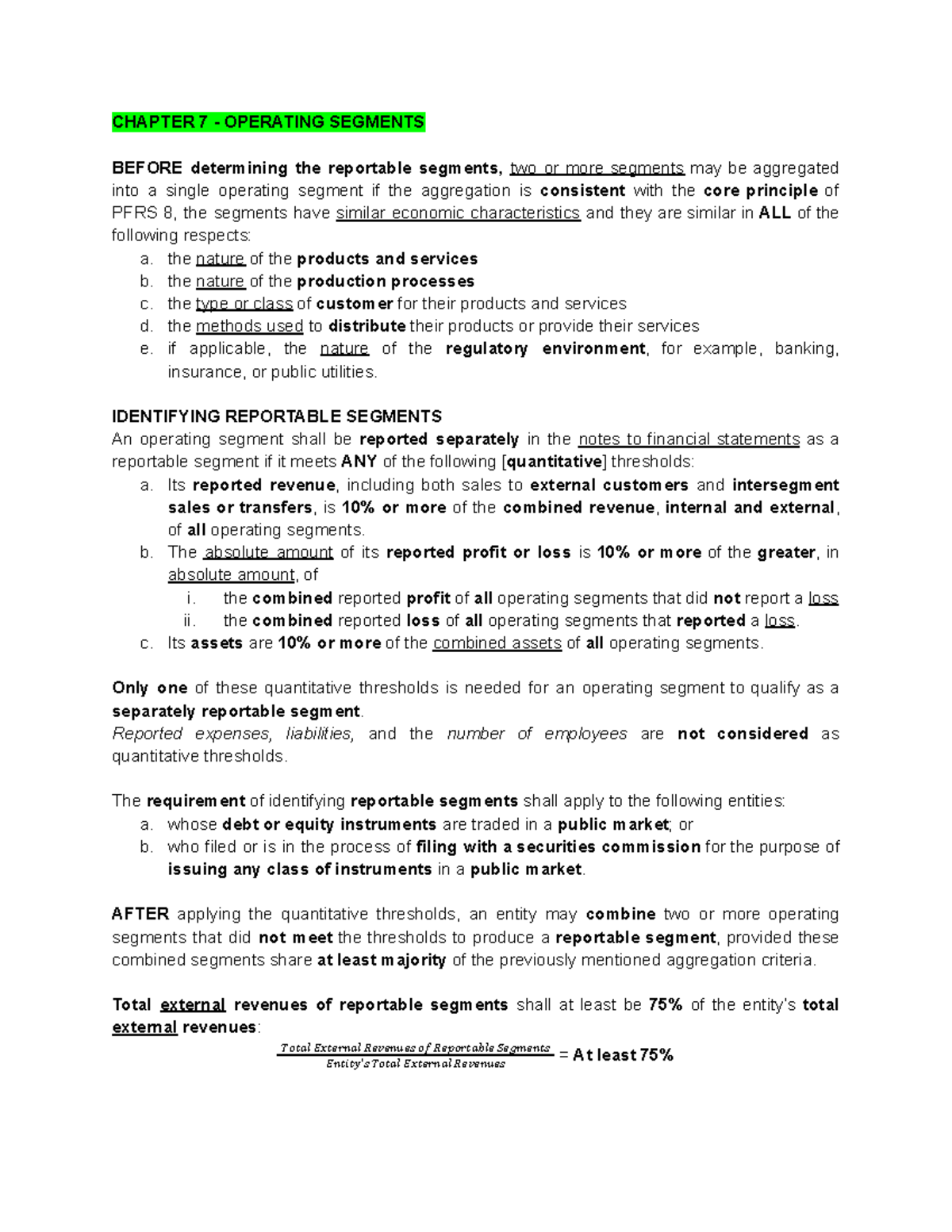 CHAPTER 7-8: Operating Segments & Events After Reporting Period Insights - Studocu