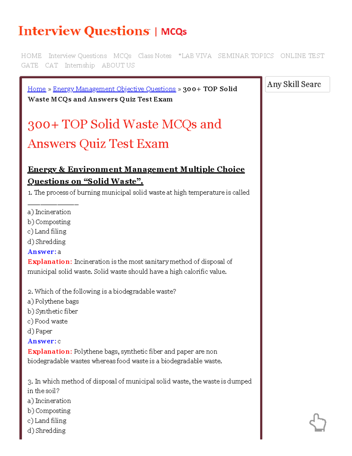 300+ TOP Solid Waste MCQs and Answers Quiz Test Exam 2023 - The process ...