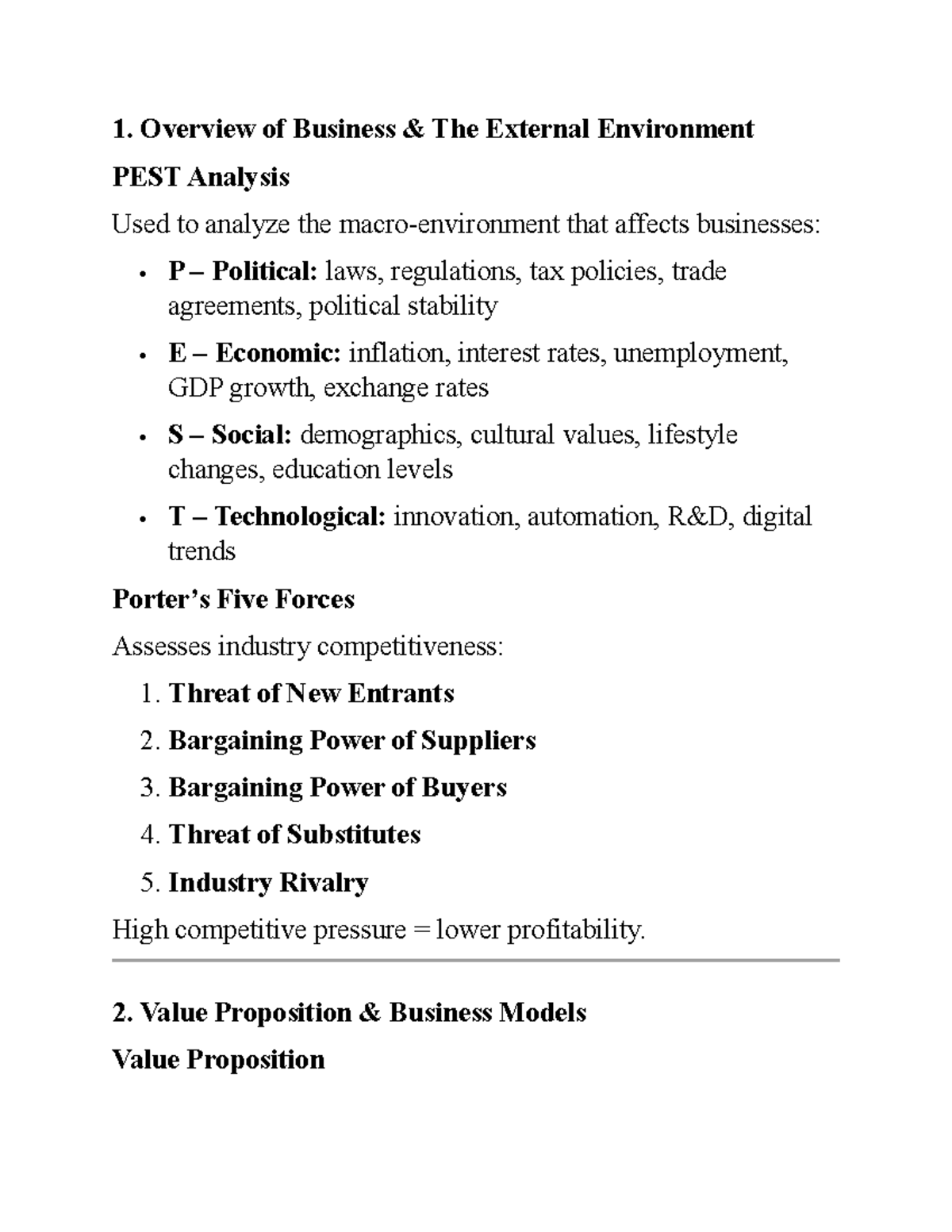 Lecture 3: PEST Analysis & Business Model Overview - Studocu