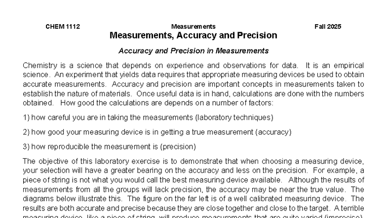 CHEM 101 Measurements: Accuracy, Precision & Significant Figures Fall ...