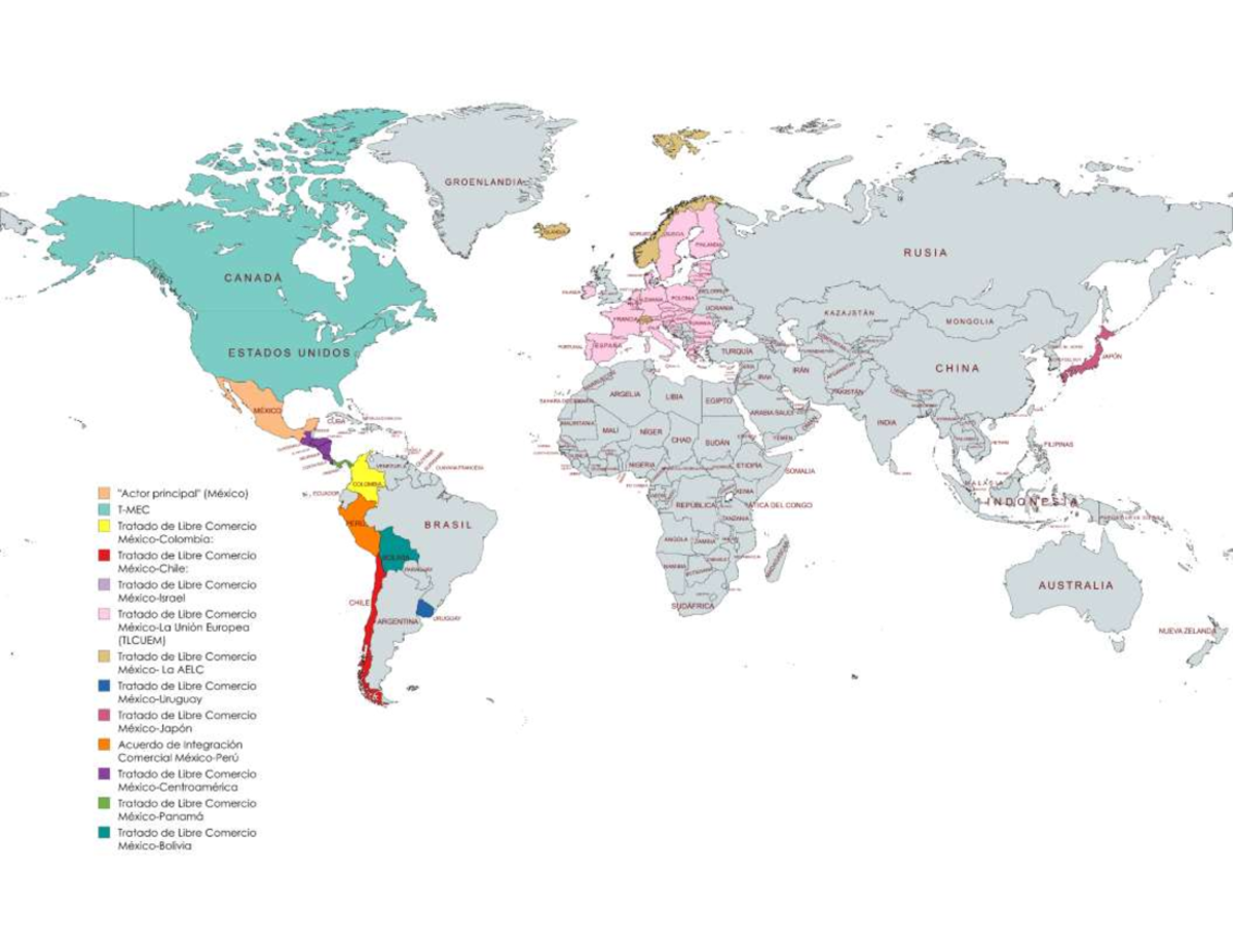 Mapa Del Tratado De Libre Comercio