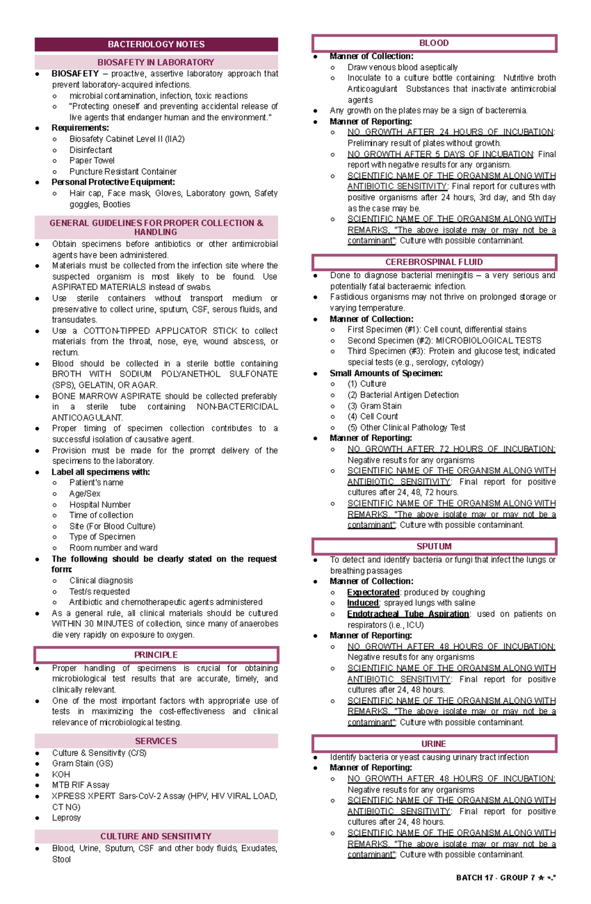 Microbiology Lab Safety & Blood Bacteriology Notes (Batch 17, Group 7 ...