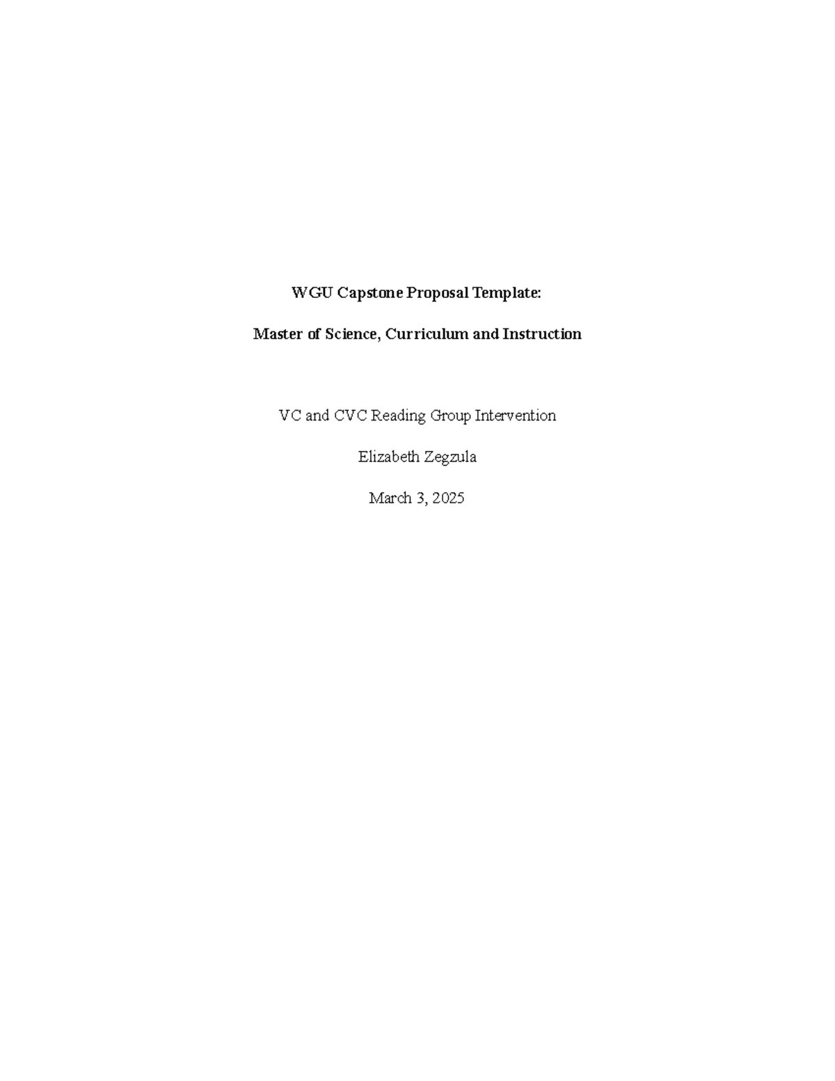 WGU D181 Capstone Proposal: VC and CVC Reading Intervention Study - Studocu