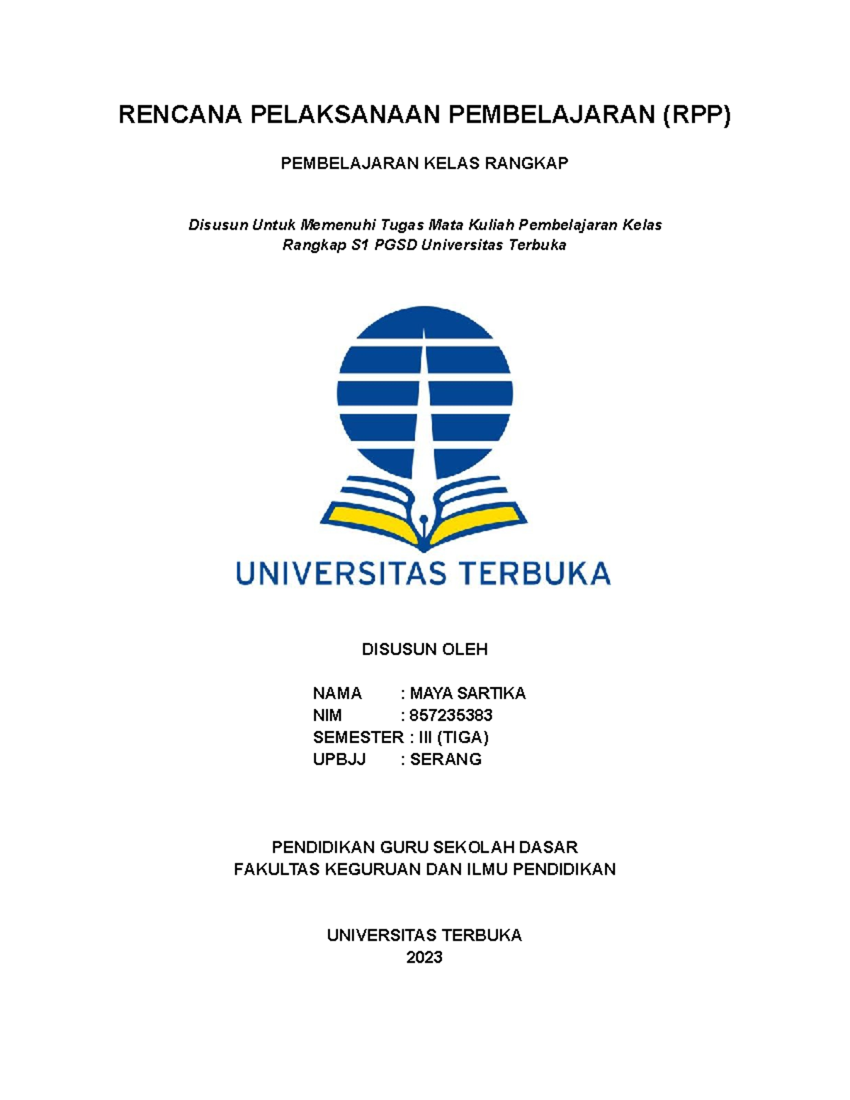 RPP 221 Pembelajaran Kelas Rangkap untuk PGSD S1 Semester III 2023 ...