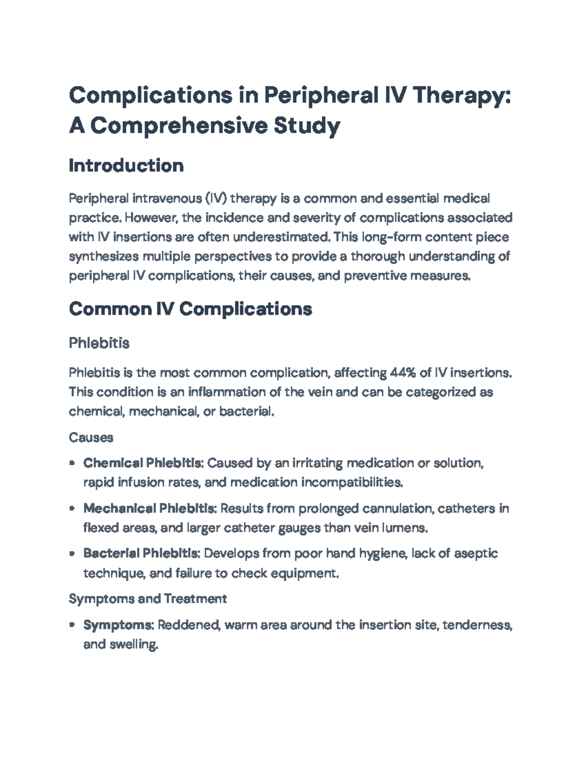 Peripheral IV Complications: Causes, Treatment & Prevention Strategies ...