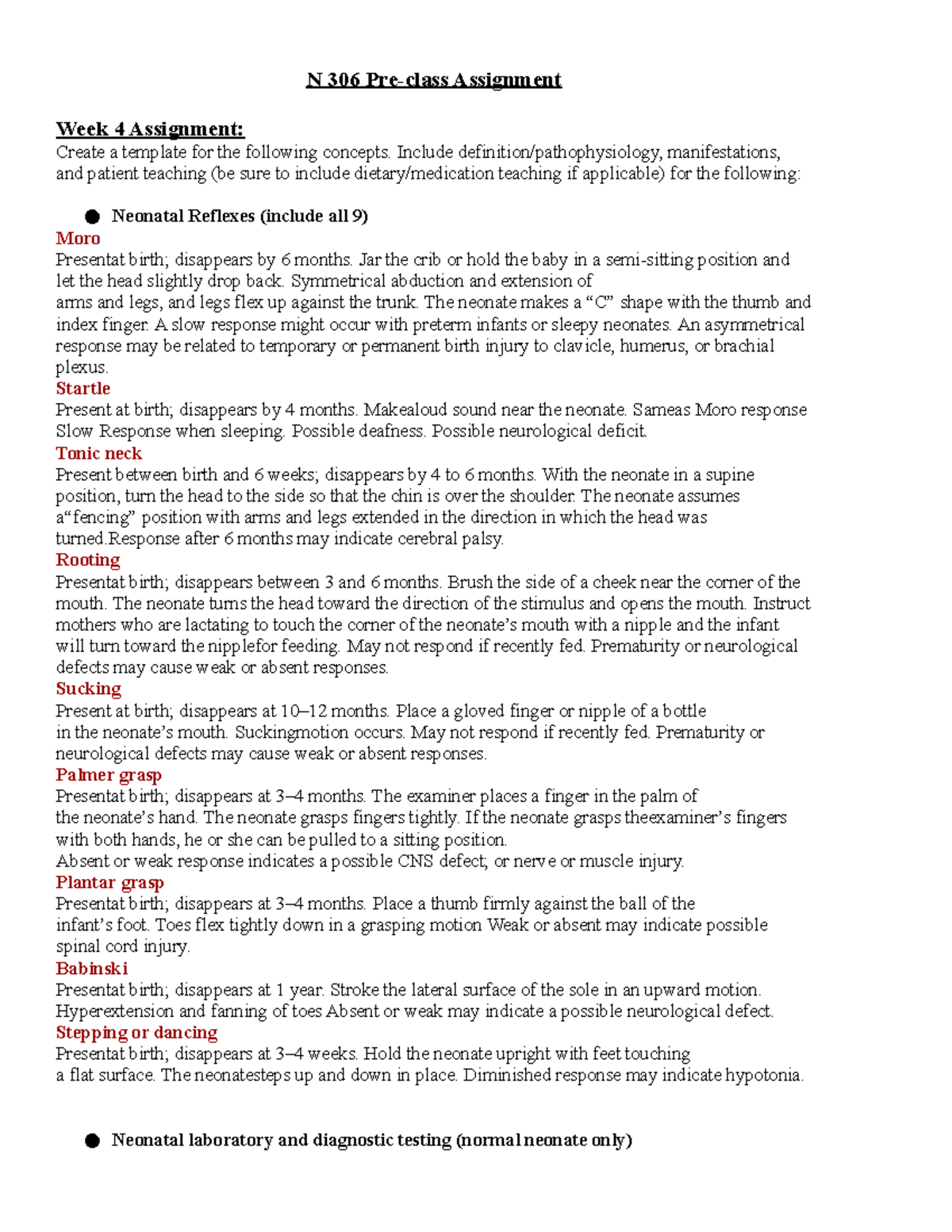 N306+week+4+PCA - WCU pre-class assignment for week 4. - N 306 Pre-class Assignment Week 4 - Studocu