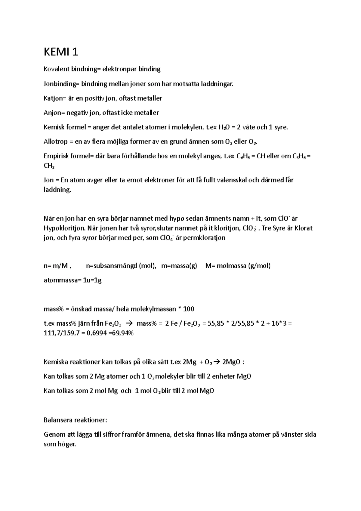 Kemiformler - formelblad - Formelsamling kemi Här finner du några ...