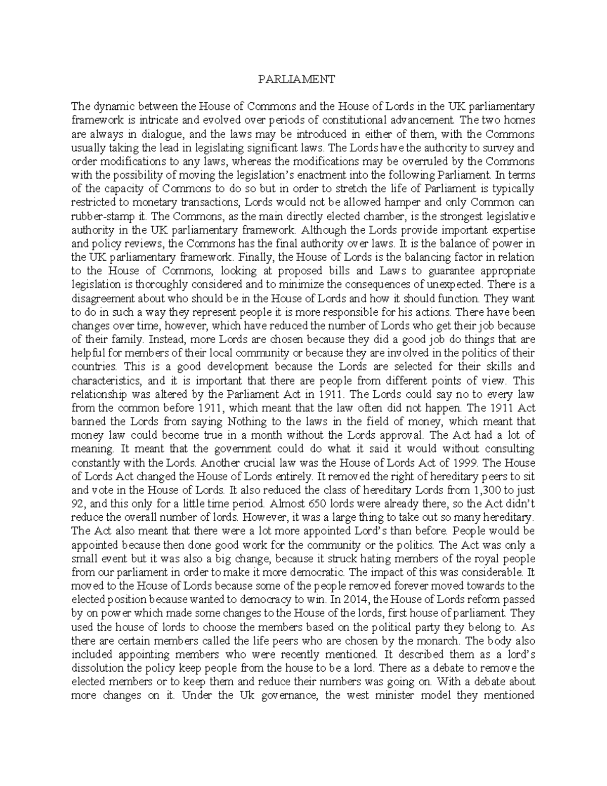 Parliament 1234578 - this note hale discussed over all topic ...