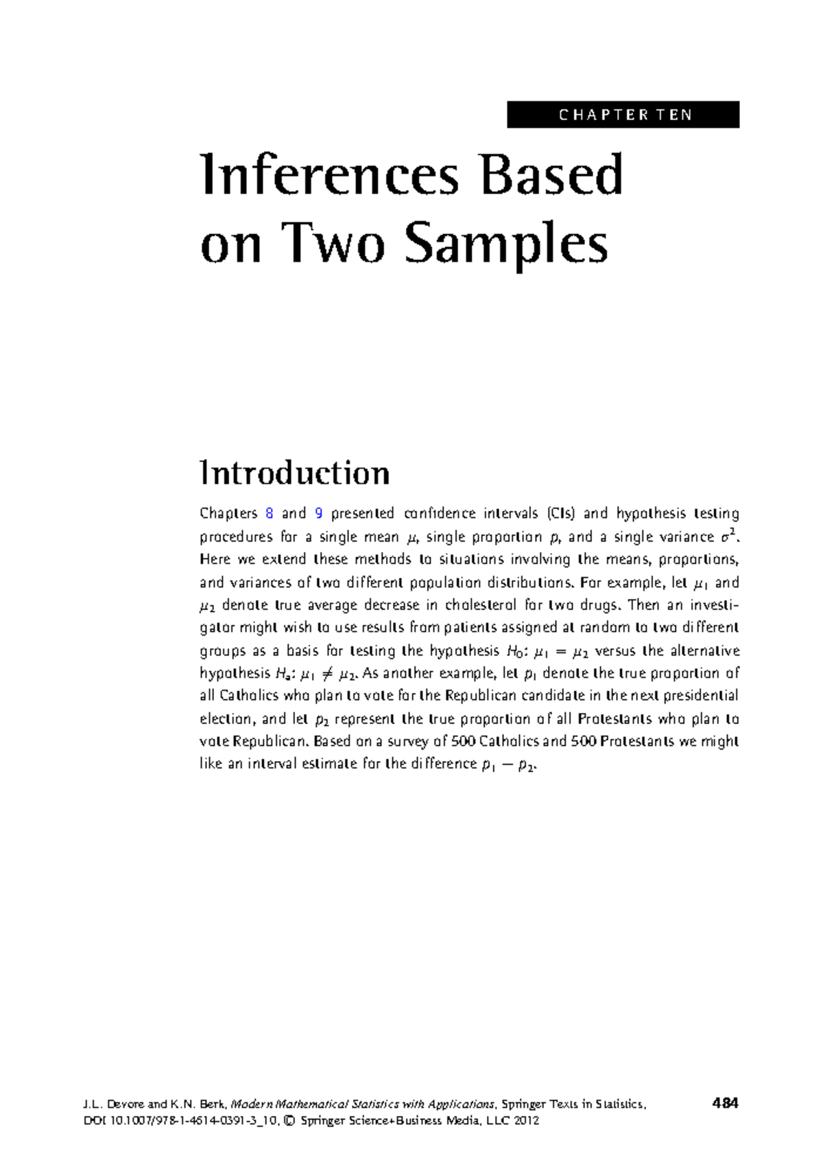 CH10 - Inferences Based on Two Samples: Confidence Intervals and ...
