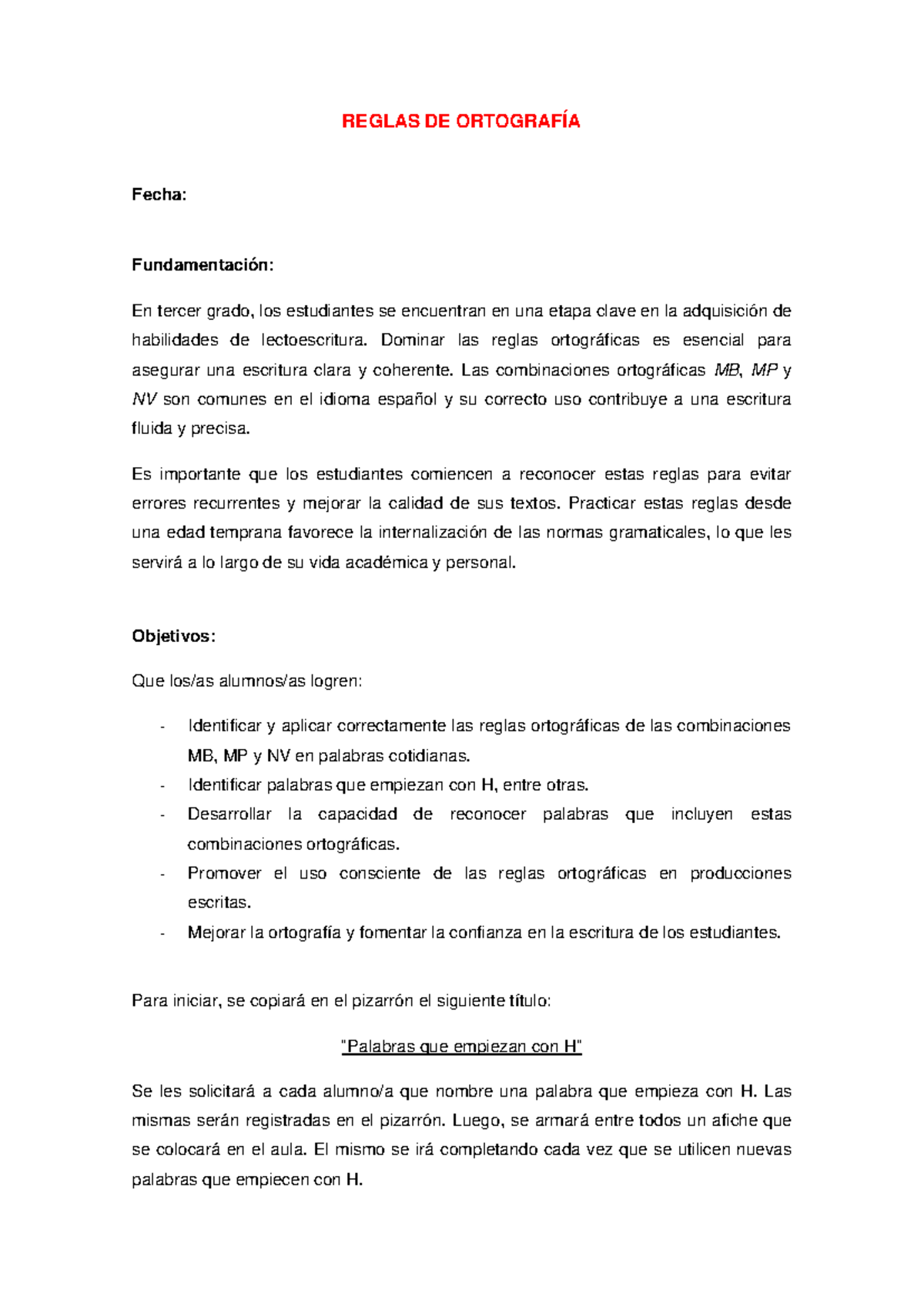 Reglas Ortográficas para Tercer Grado: MB, MP y NV - Studocu