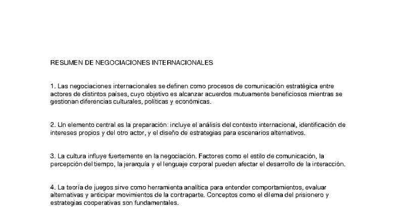 Resumen de Negociaciones Internacionales - Curso 1 - Studocu