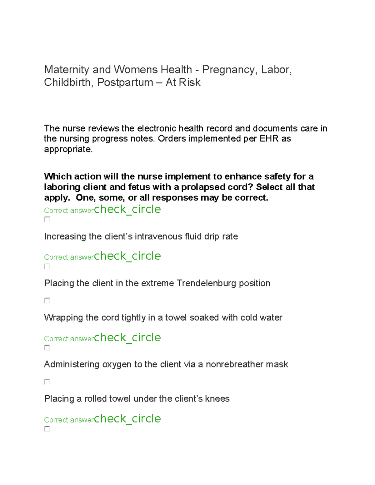 Evolve Maternity & Women's Health - Labor & Childbirth Safety Notes ...