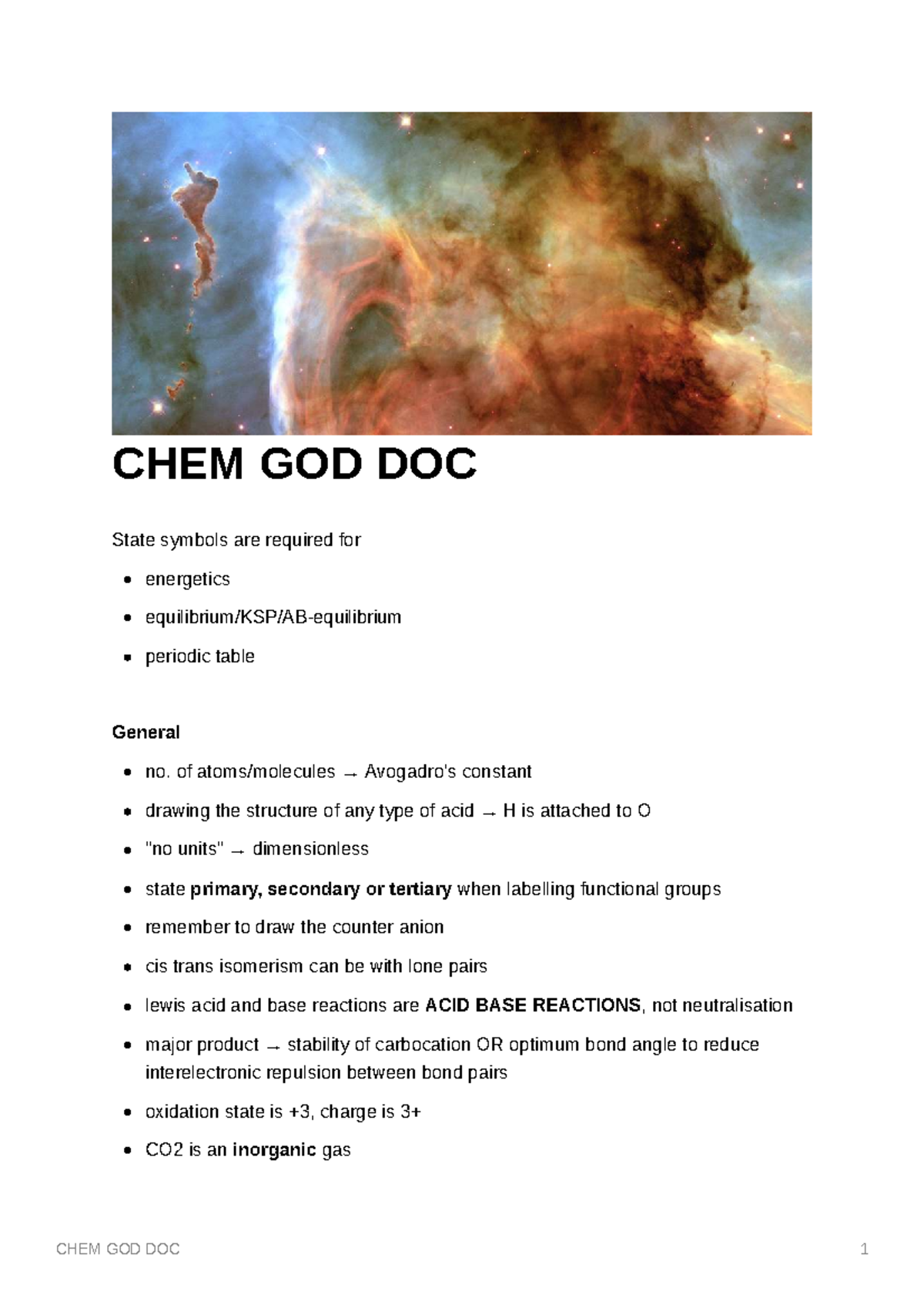 CHEM GOD DOC - Comprehensive Chemistry Notes and Reactions Overview ...