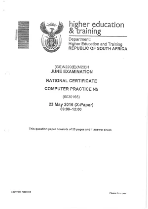 Computer Practice N5 Final Exam Paper - November 2022 - Studocu