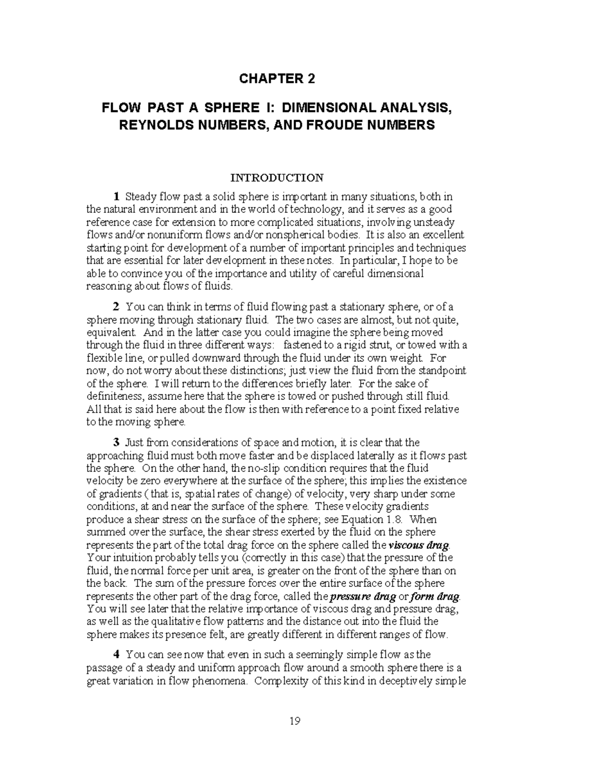 Chapter 2 - sedimet - CHAPTER 2 FLOW PAST A SPHERE I: DIMENSIONAL ...