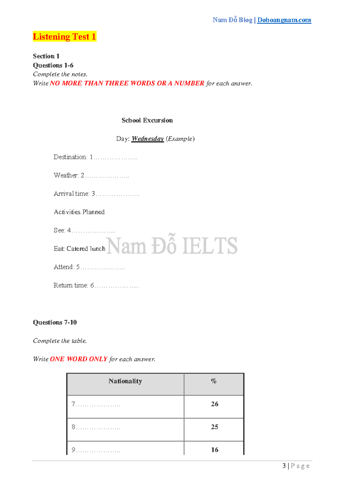 Ielts Listening Actual Volume 6 Test Notes And Practice Tasks Studocu