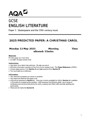 2025 Predicted Papers ALL - A CHRISTMAS CAROL PREDICTED PAPERS 2025 ...
