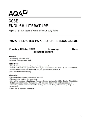 2025 A Christmas Carol Predicted Papers Analysis & Insights - Studocu