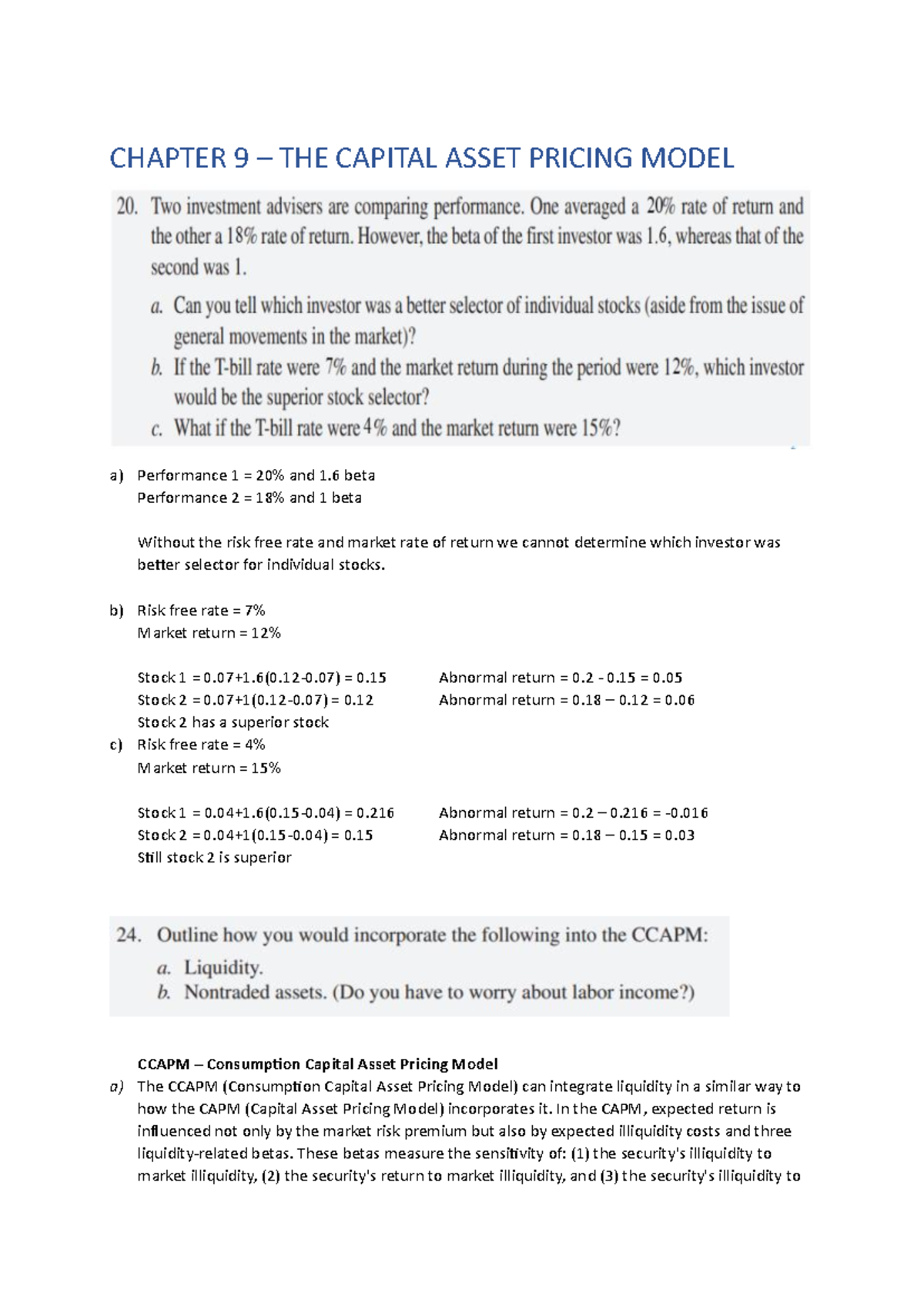 CAPM & APT Models: Tutorial Exercises on Risk & Return Analysis ...
