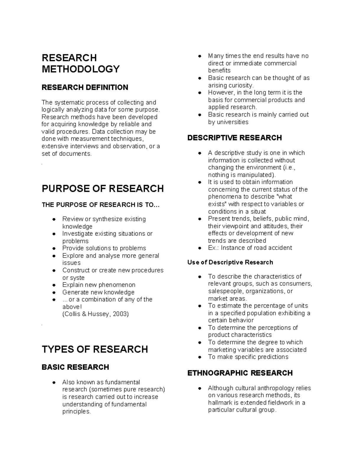 Research Methodology (RESEARCH 101): Key Concepts and Types - Studocu