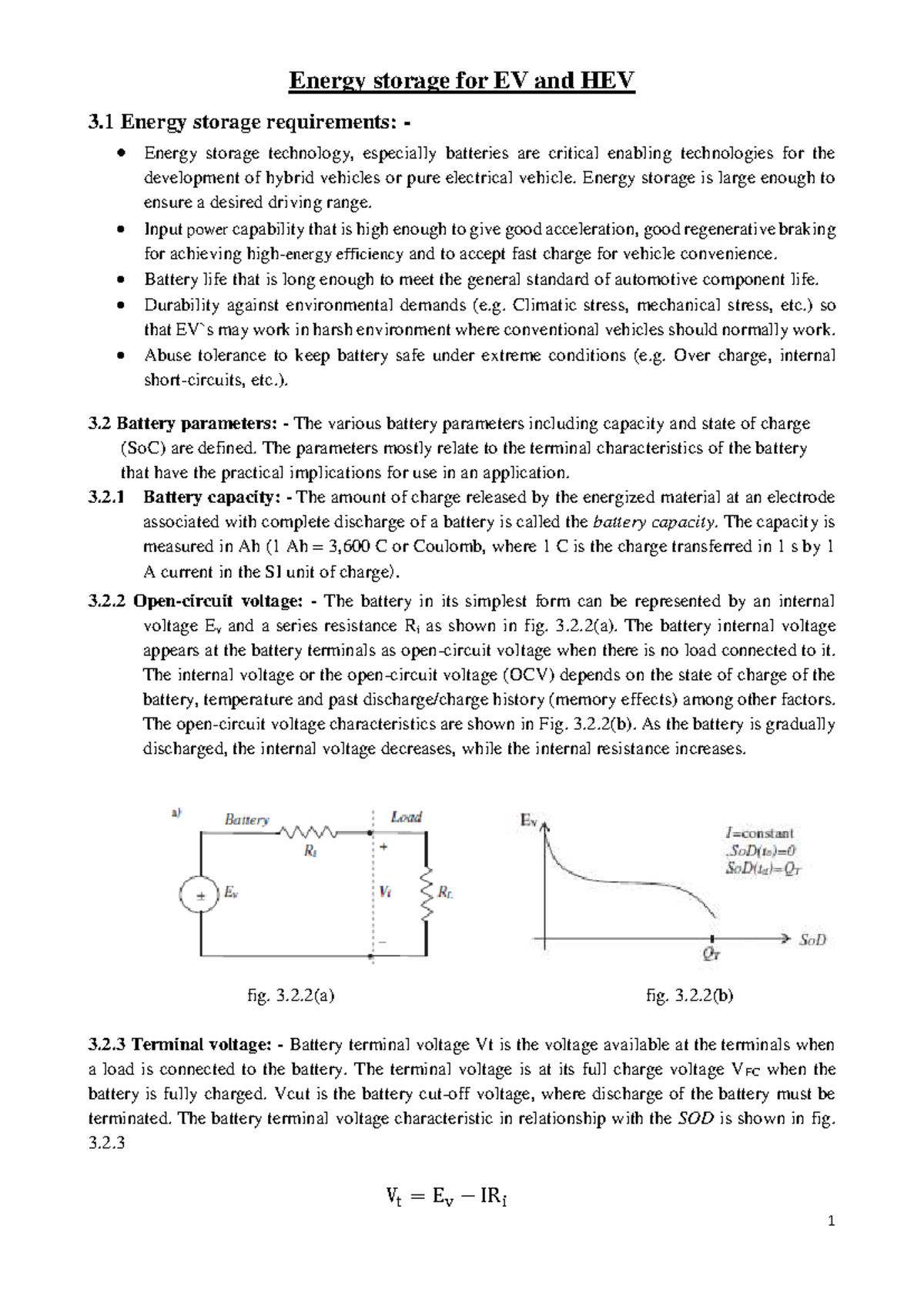 Energy Storage Technologies for EVs: Module 3 EVT(BEE755A) - Studocu