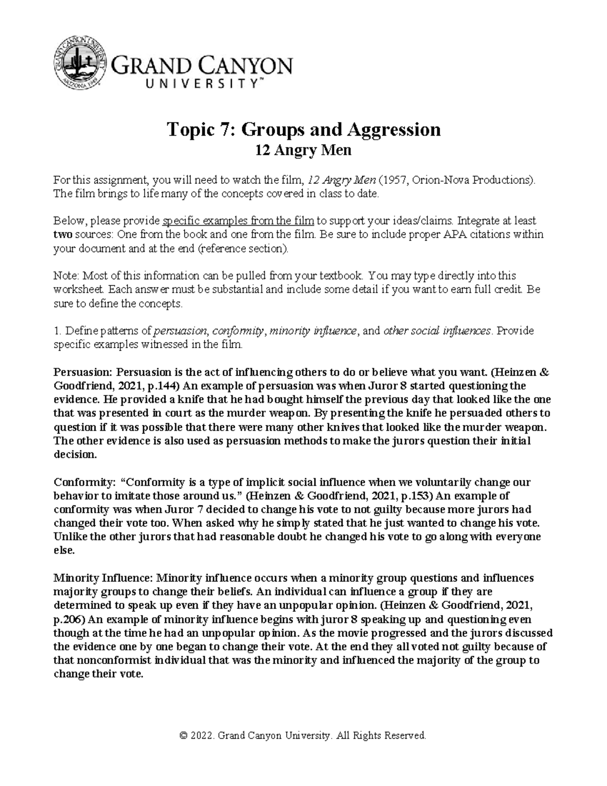12 Angry Men Worksheet - Topic 7: Groups and Aggression 12 Angry Men ...