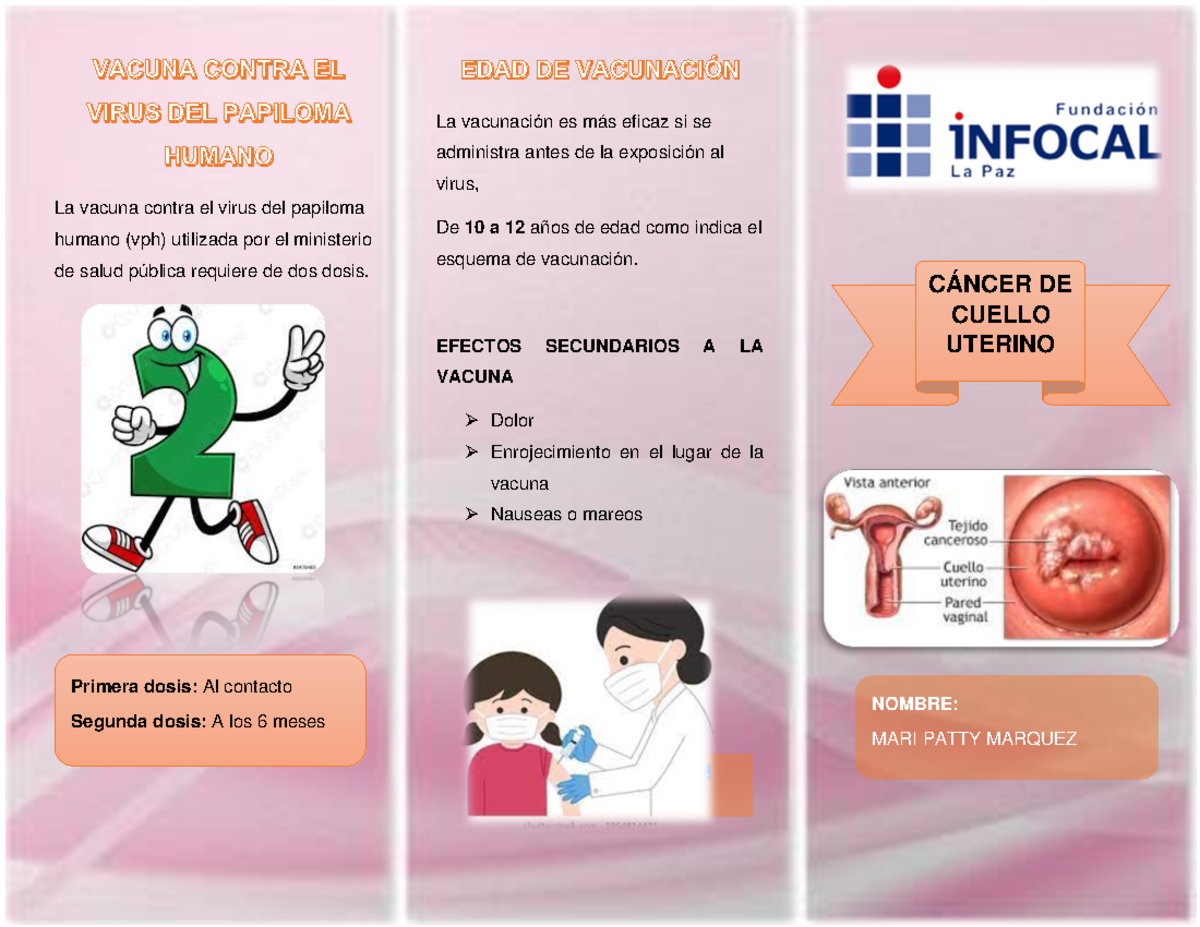Triptico VPH Bolivia 2022 - La vacuna contra el virus del papiloma ...