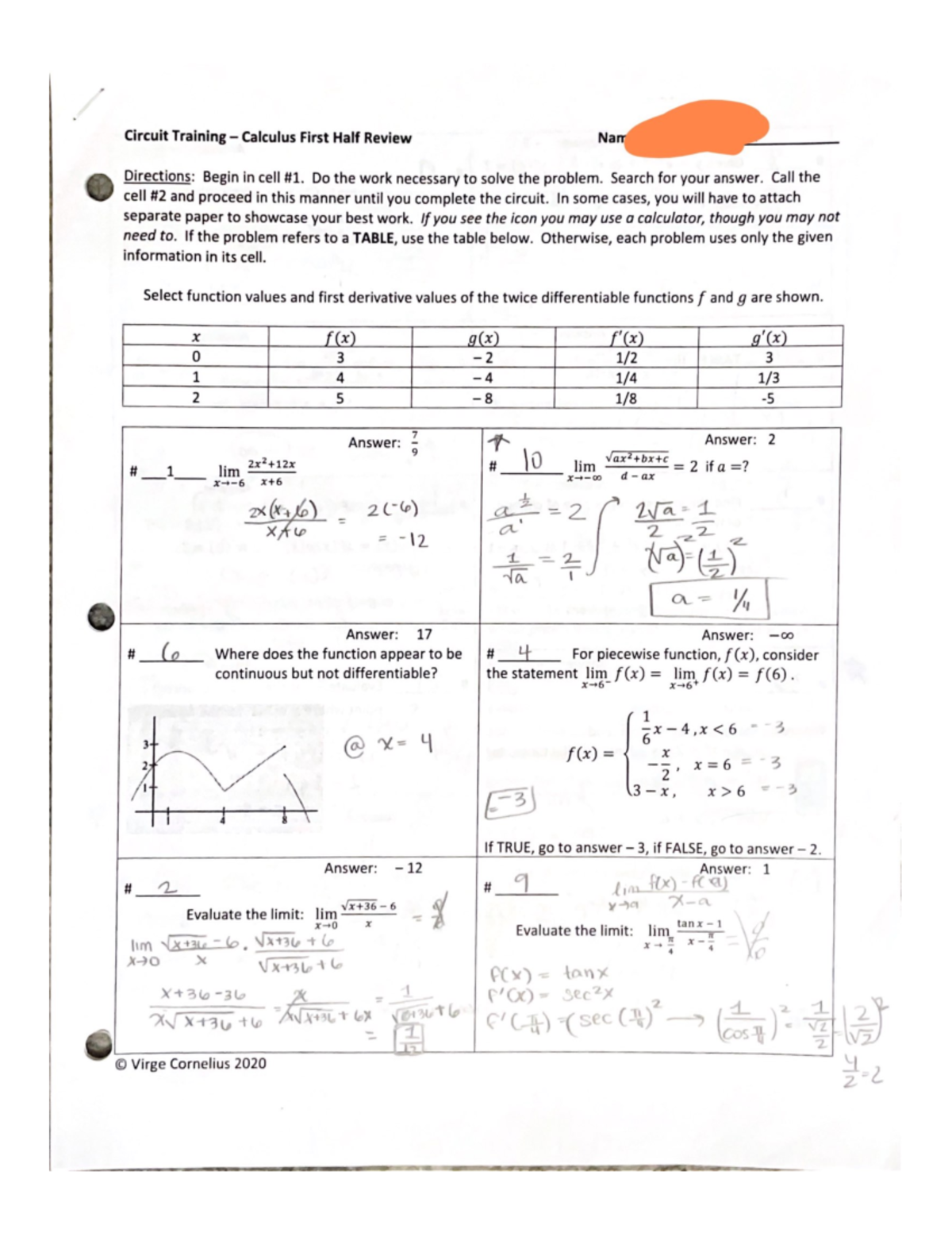 Calculus Circuit Training: First Half Review for Midterm - Studocu