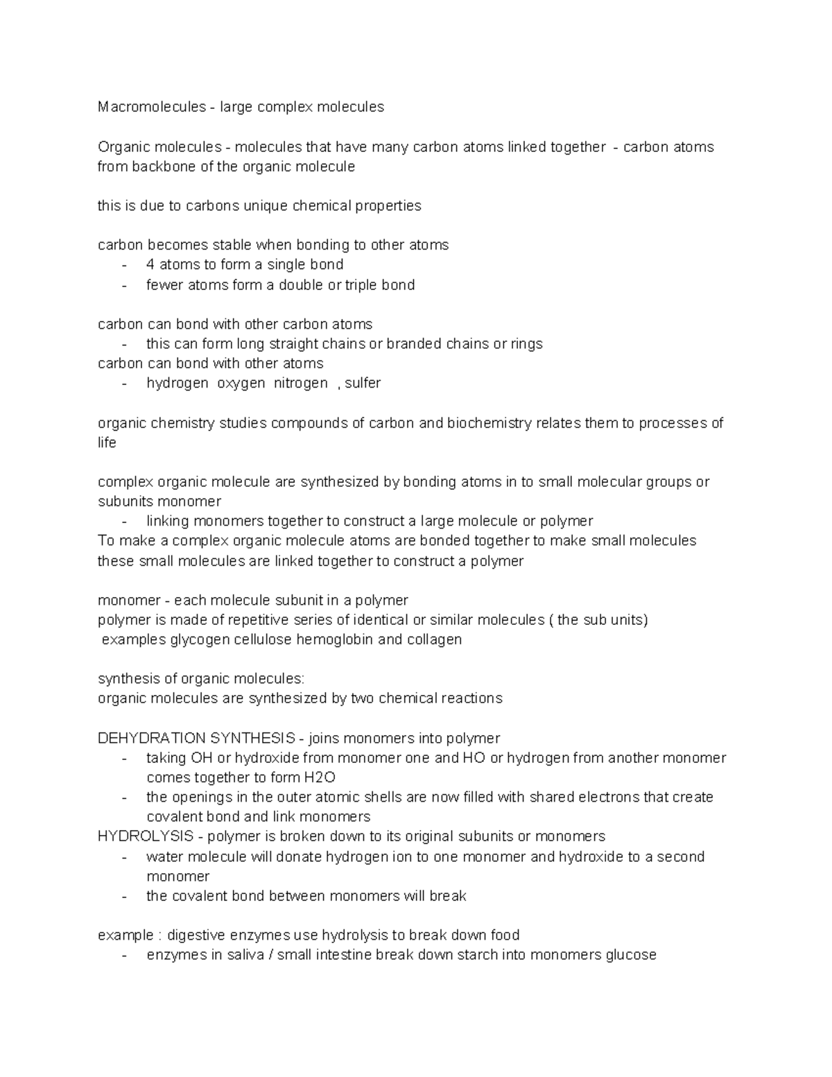 Test1 - Human anatomy: macromolecules and their functions in biology ...